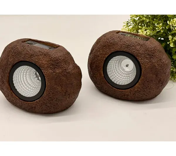 ULTIMATE INNOVATIONS BY THE DEPALMAS Ultimate Innovations Set Of 2 Solar Garden Rock Lights - One-color