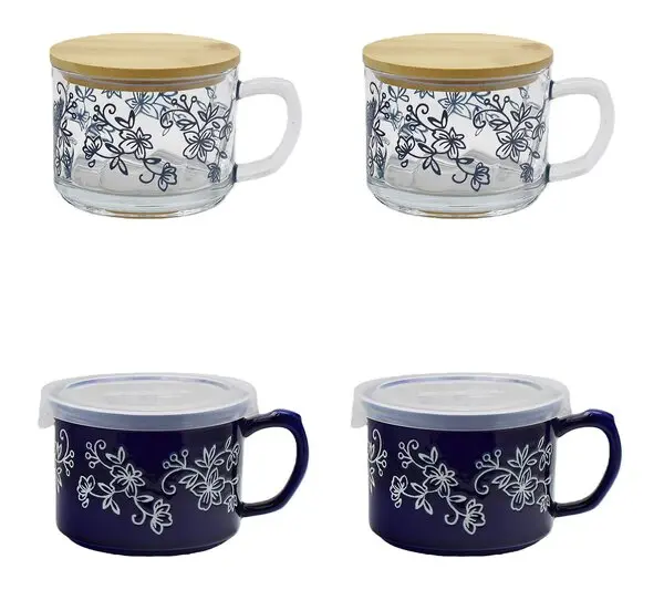 TEMP-TATIONS As Is Set Of 4 Ceramic And Glass Seal Mugs - One-color