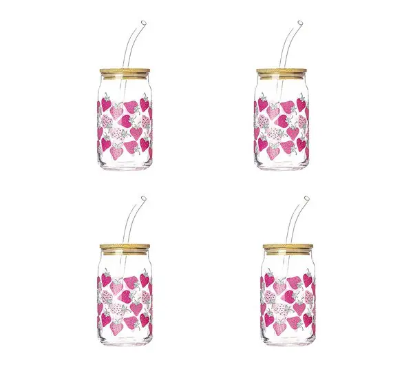 10 STRAWBERRY STREET Set Of 4 Strawberry Glass Sipper - One-color
