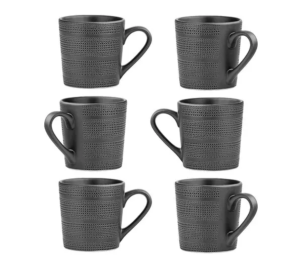 10 STRAWBERRY STREET Set Of 6 Onyx Shadow Mug - One-color