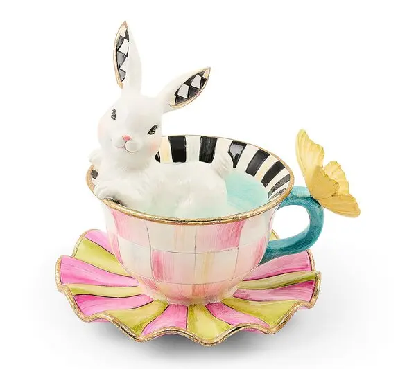 MACKENZIE-CHILDS Frolic Spring Teacup Bunny - One-color