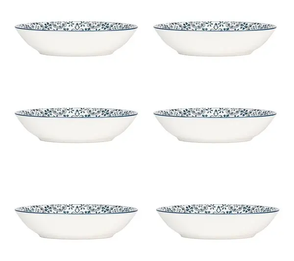 10 STRAWBERRY STREET Set Of 6 Mediterranean Blu E Pasta Plates - One-color