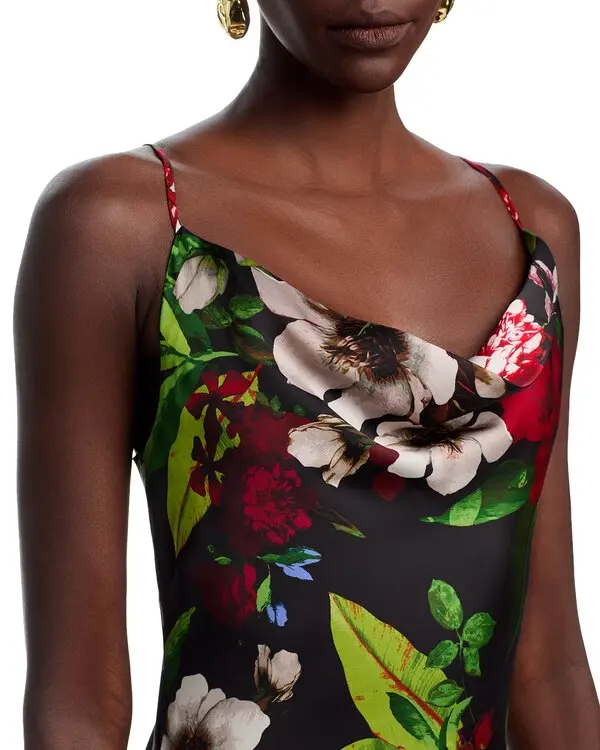 Aqua Printed Spaghetti Strap Slip Dress