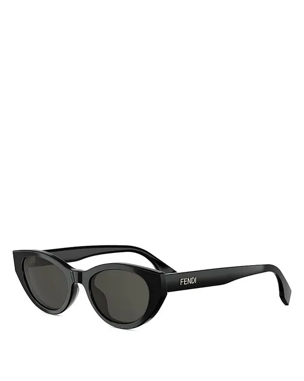 Fendi Lettering Oval Sunglasses, 51mm - Shiny Black/smoke Lens