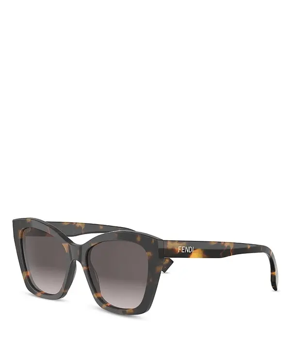 Fendi Lettering Cat Eye Sunglasses, 55mm - Shiny Black/orange Havana