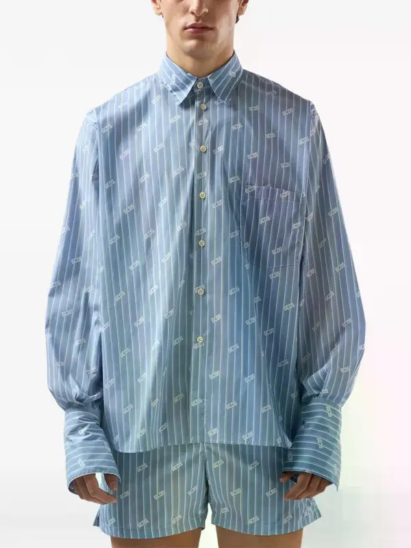 Gcds Pinstripe Logo-pattern Shirt