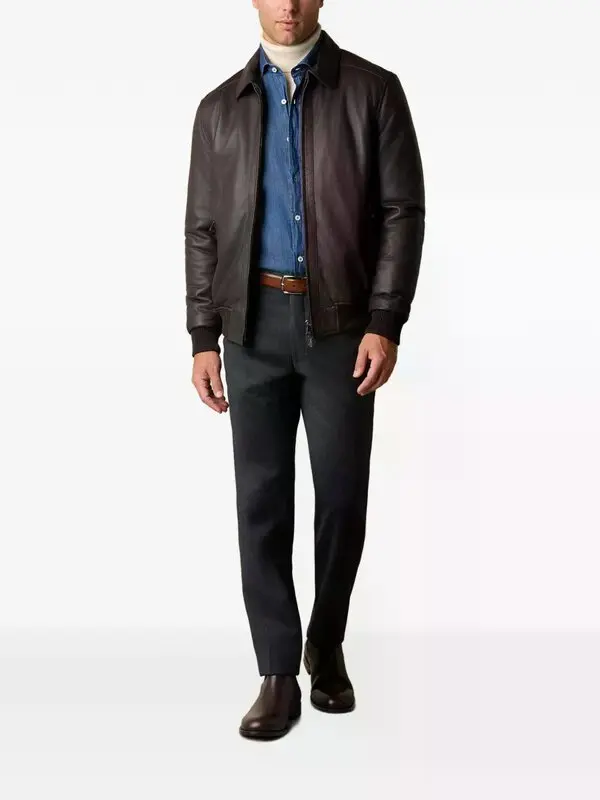 Brooks Brothers Leather Bomber Jacket