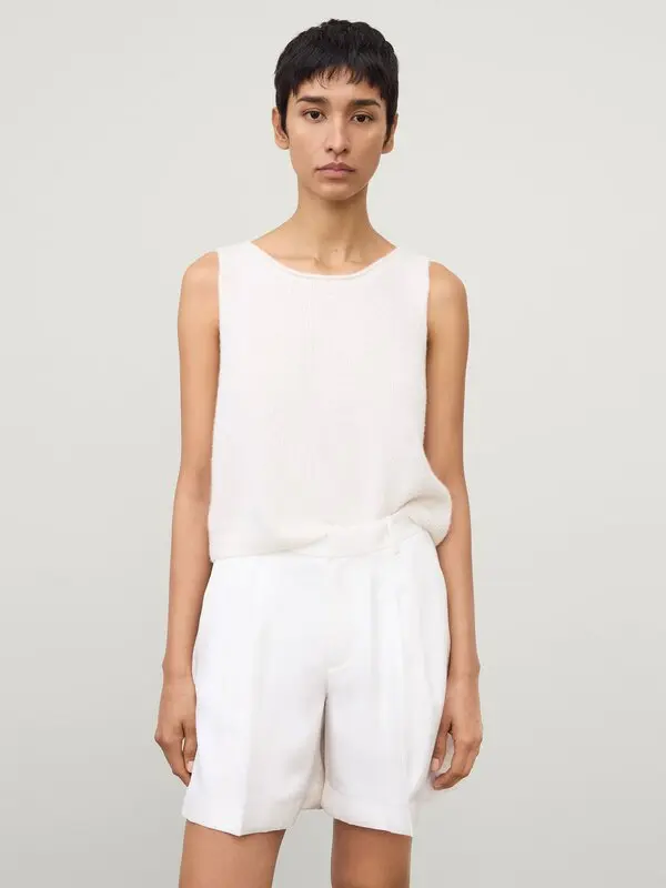 LISA YANG STORE Tailored Wide Leg Cropped Shorts - Meringue