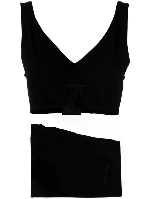 Red Valentino Knitted Crop Top And Shorts Set - Black