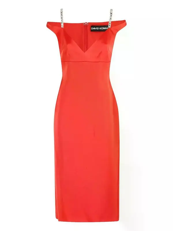 David Koma Crystal-strap Midi Dress