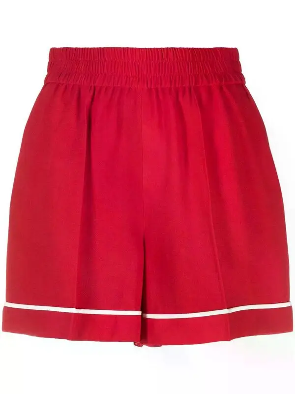 Red Valentino Contrast-trim Crepe Shorts - Red