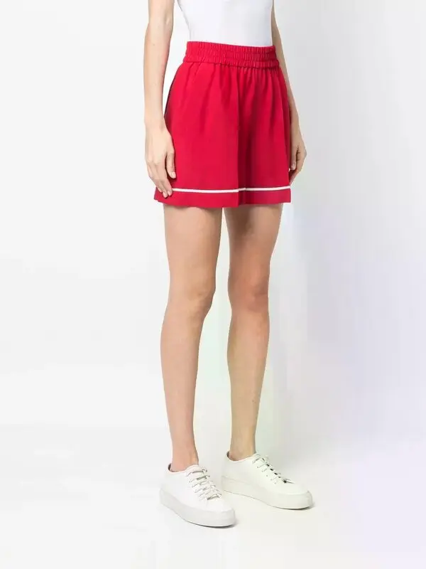 Red Valentino Contrast-trim Crepe Shorts - Red
