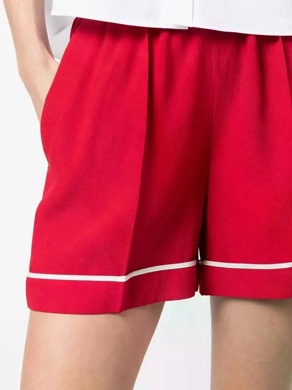 Red Valentino Contrast-trim Crepe Shorts - Red