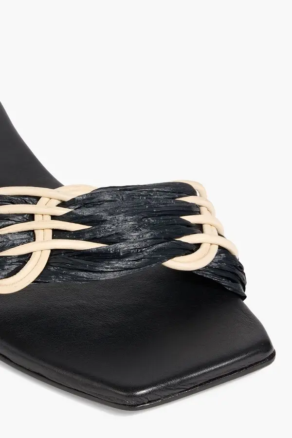 Johanna Ortiz Hidden Messages Leather And Faux Raffia Slides