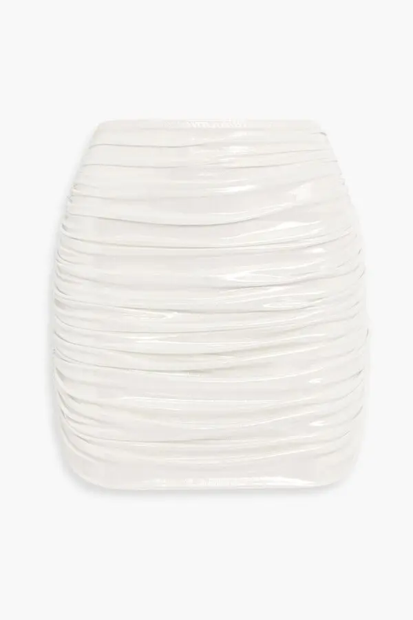 Norma Kamali Ruched Lamé Mini Skirt - Silver