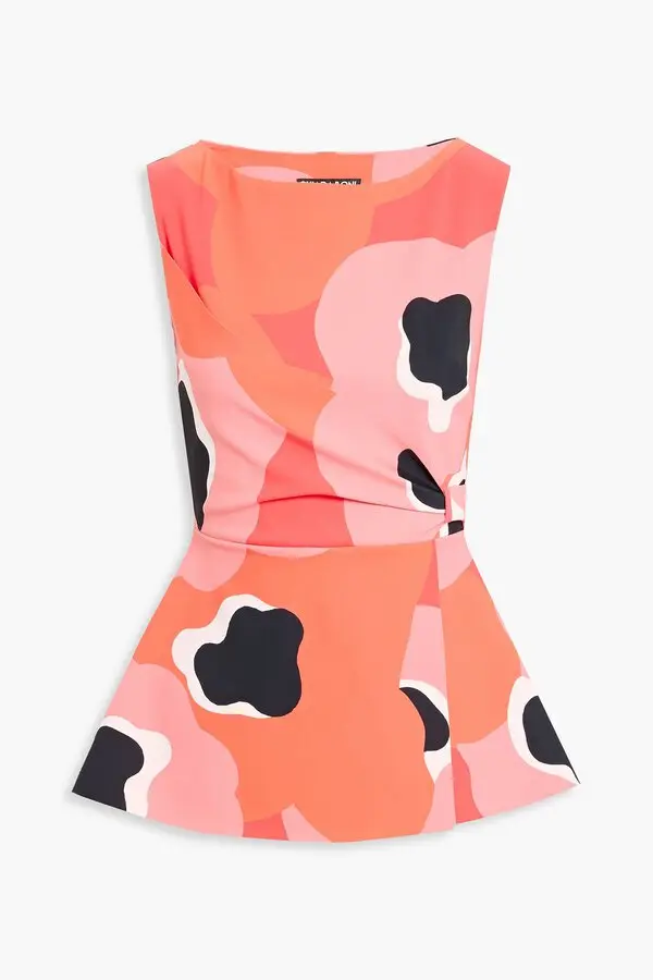 Chiara Boni La Petite Robe Printed Stretch-jersey Peplum Top