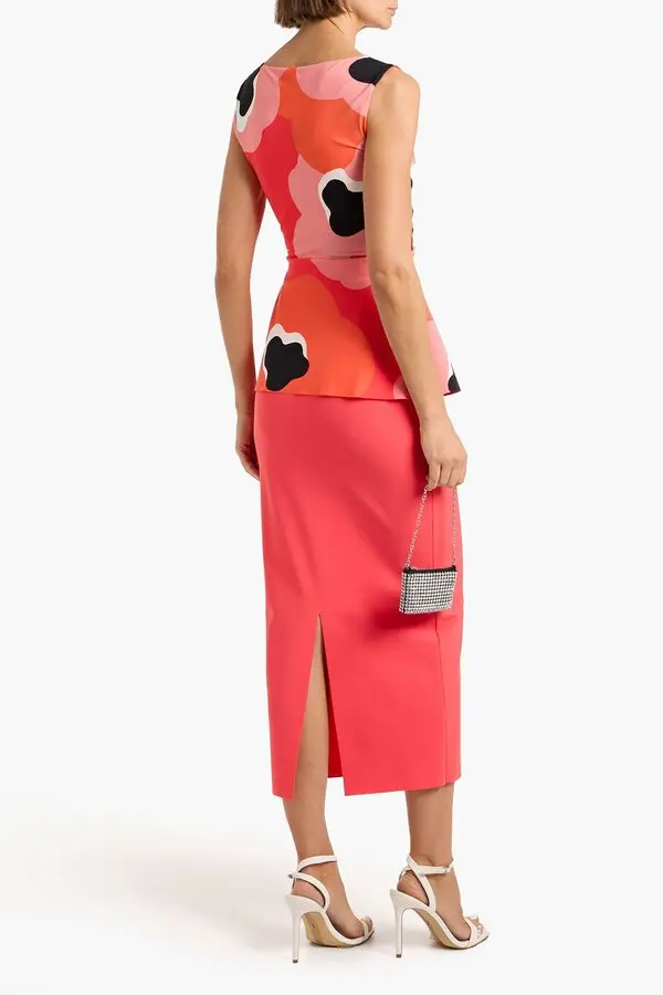 Chiara Boni La Petite Robe Printed Stretch-jersey Peplum Top