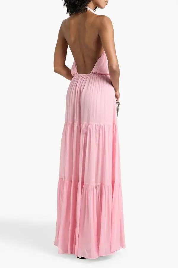 Retrofete Stephanie Open-back Chiffon Maxi Dress