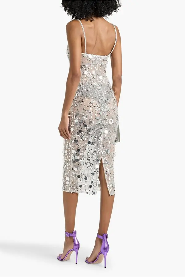 Retrofete Mischa Embellished Tulle Midi Dress