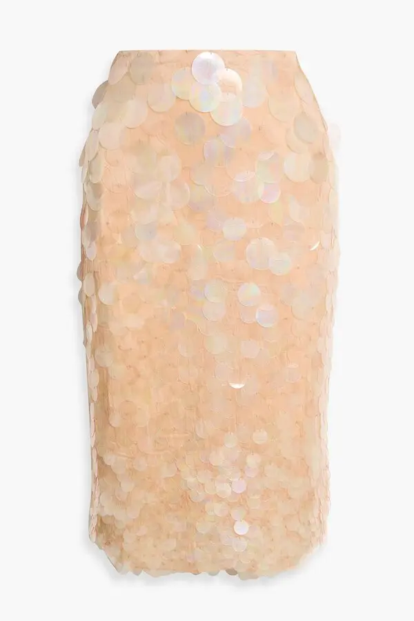 Retrofete Riley Sequined Crepe De Chine Skirt - Neutral