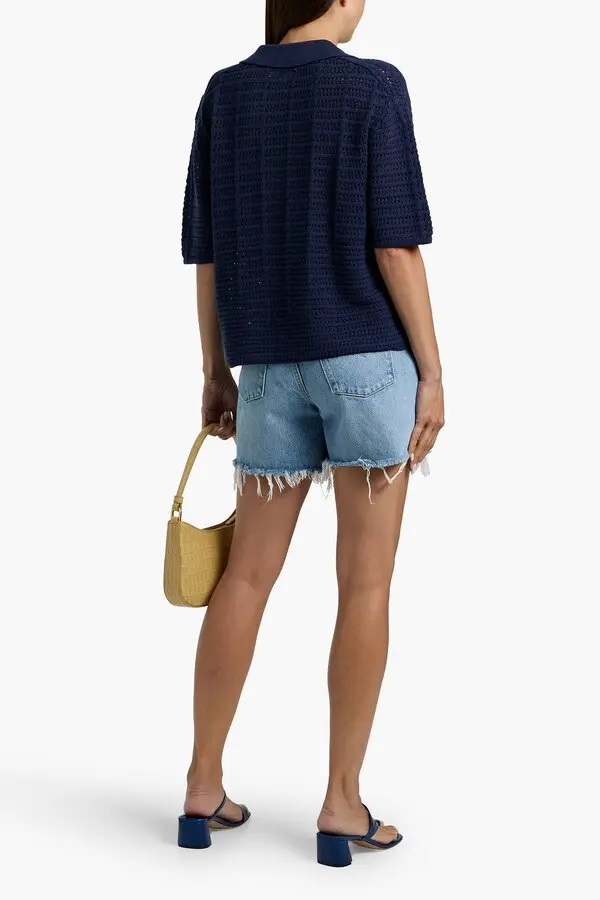 Chinti & Parker Crocheted Cotton Polo Shirt