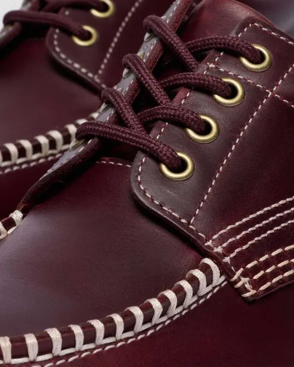 Dr. Martens Lowell Leather Moc Toe Shoes - Red