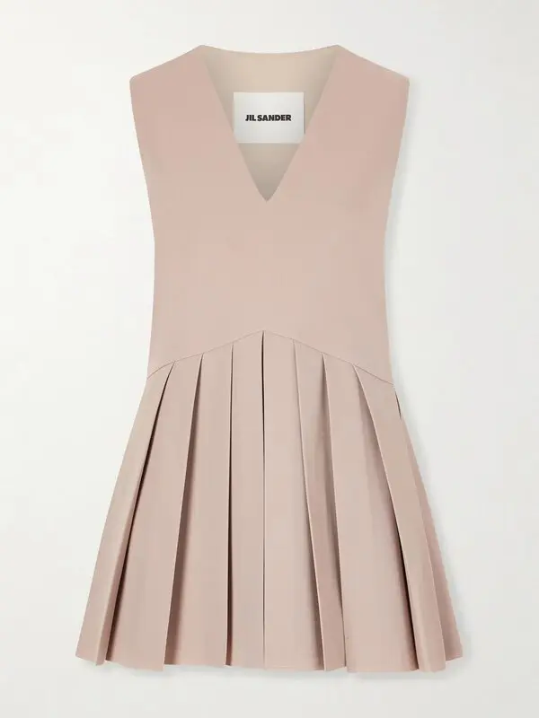 JIL SANDER Pleated Wool-twill Top