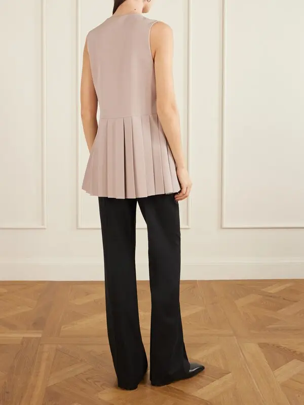 JIL SANDER Pleated Wool-twill Top
