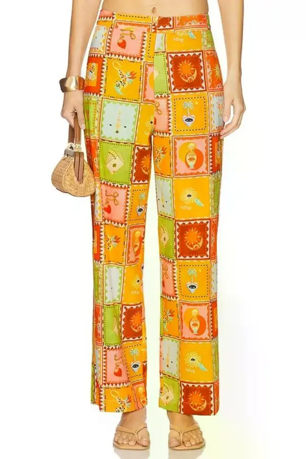 NEVER FULLY DRESSED Patchwork-print Trousers