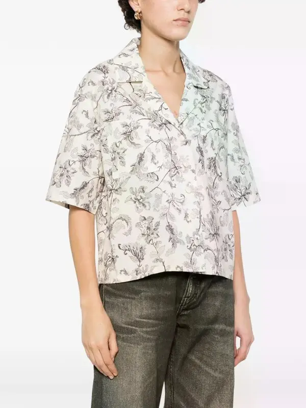 GOLDEN GOOSE Boxy Cotton Shirt With Floral Print
