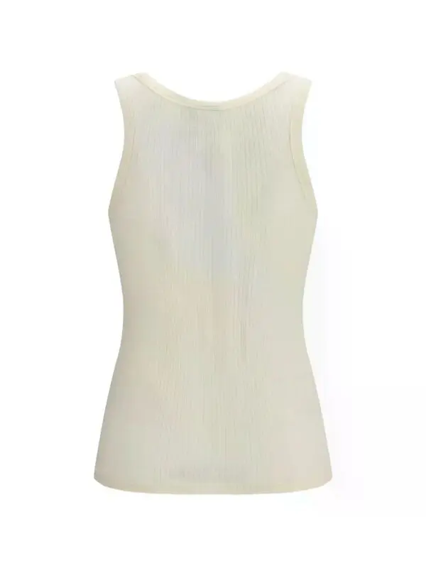 FORTE_FORTE Ribbed U-neck Top - Neutrals