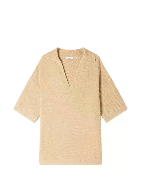 Sandro Jute-effect Polo Shirt - Neutrals