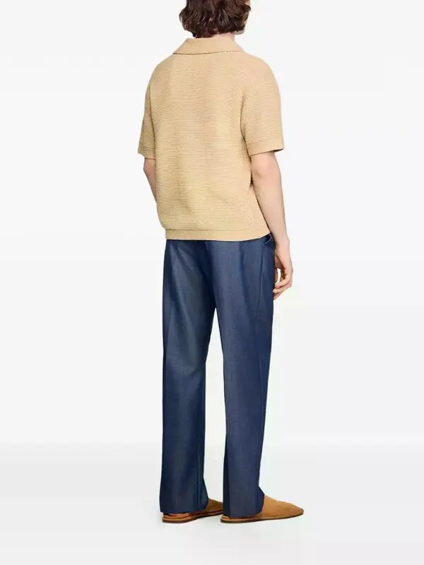 Sandro Jute-effect Polo Shirt - Neutrals