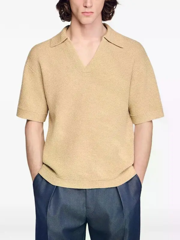 Sandro Jute-effect Polo Shirt - Neutrals