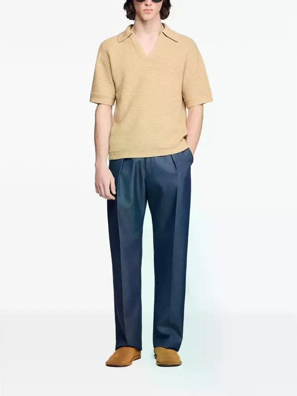 Sandro Jute-effect Polo Shirt - Neutrals