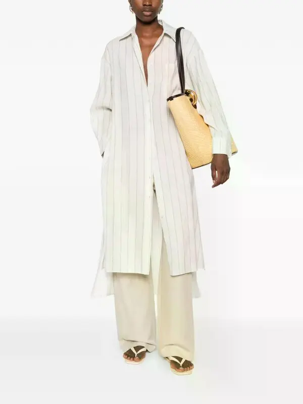 ELEH Striped Midi Shirt Dress