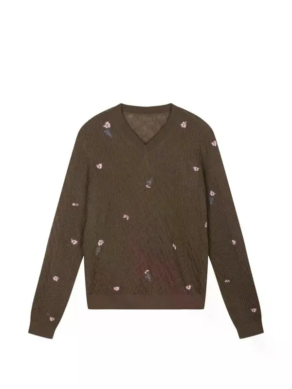 JNBY Floral-embroidered Top - Brown