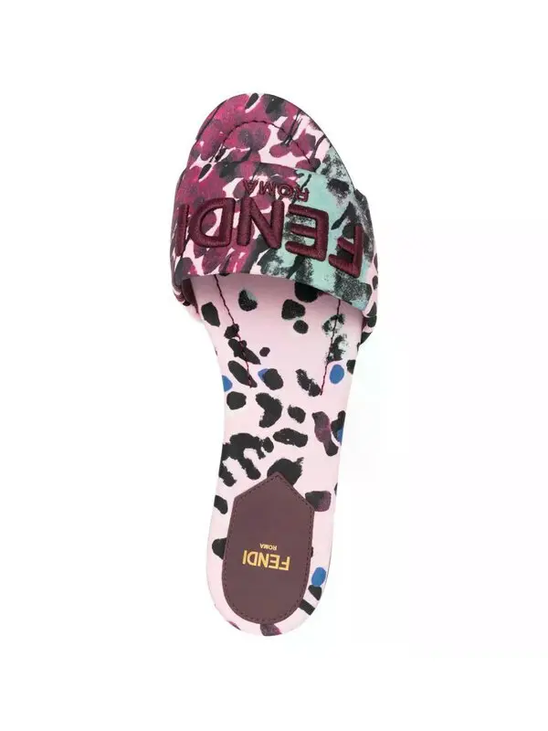 Fendi Logo-embroidered Floral-print Sandals