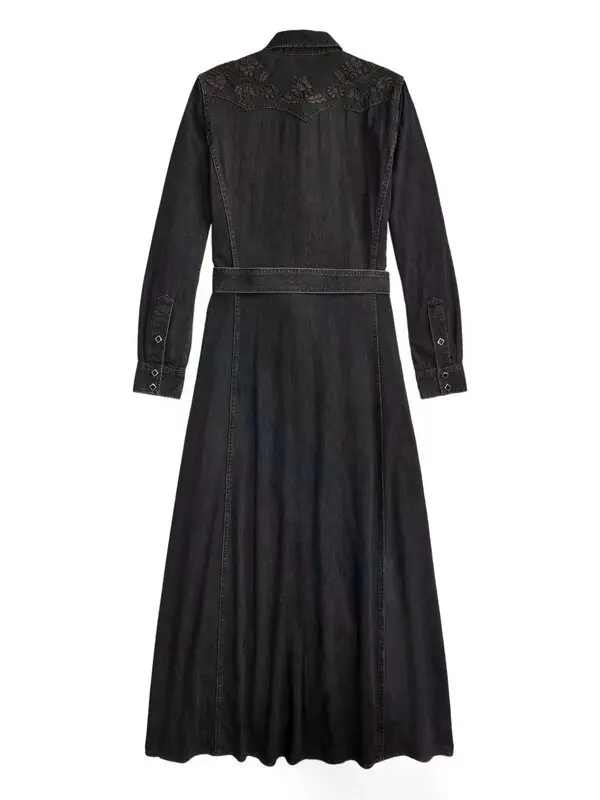 Ralph Lauren Embroidered Belted Midi Dress