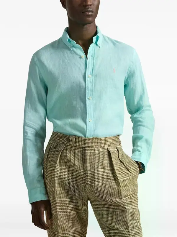 Polo Ralph Lauren Embroidered Long-sleeve Shirt - Blue