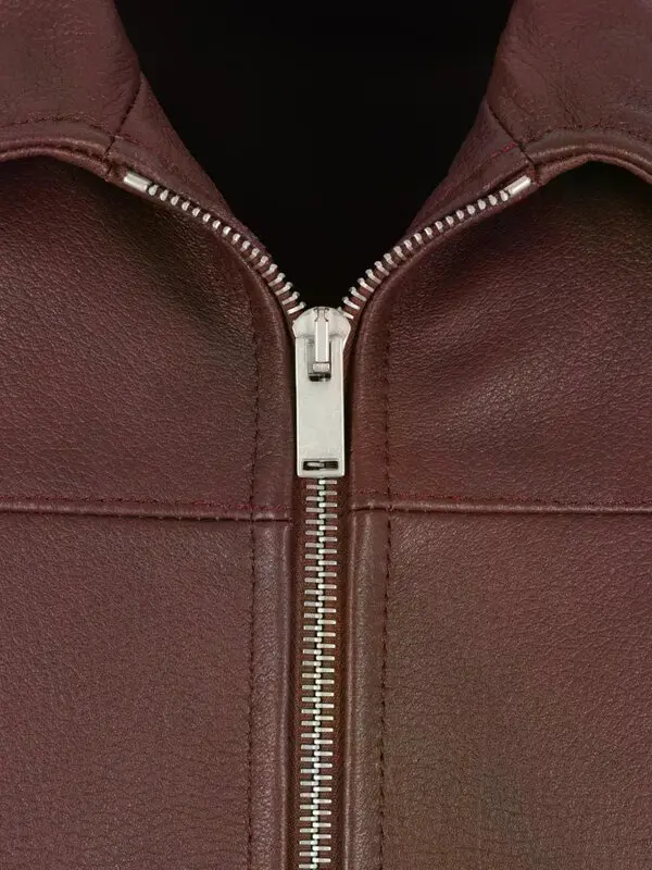 LARDINI Leather Zip-up Jacket - Red