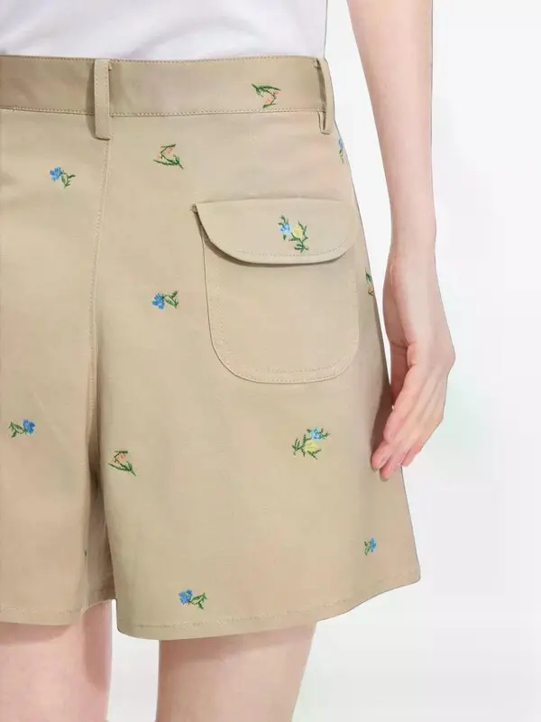JNBY Floral-embroidered Shorts - Neutrals