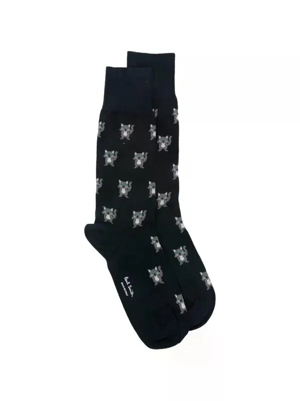 Paul Smith Cat Print Socks - Blue