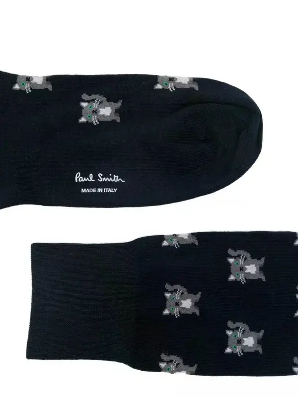 Paul Smith Cat Print Socks - Blue