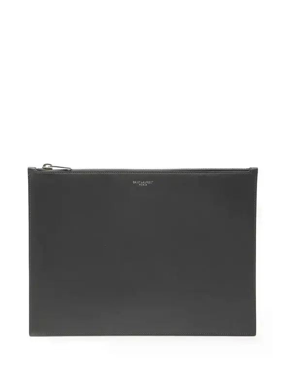Saint Laurent 2020 Leather Zip Clutch - Black