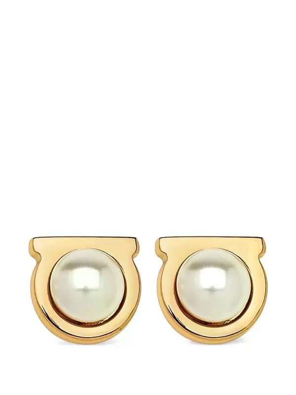 FERRAGAMO Gancini Faux-pearl Stud Earrings - Gold