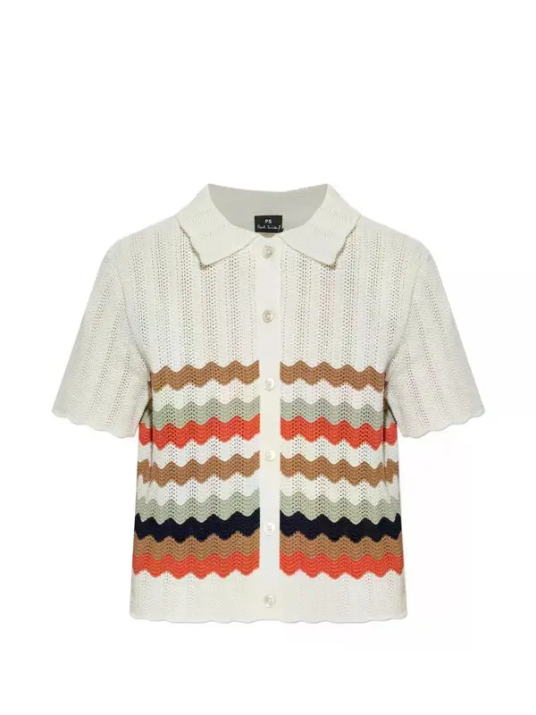 Paul Smith Zigzag-pattern Crochet Knit Shirt