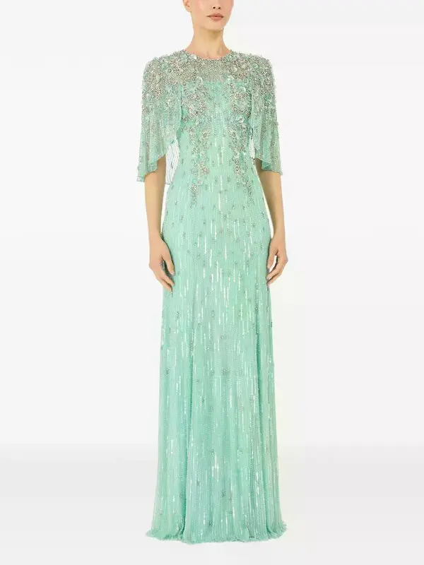 Jenny Packham Astra Sequin-embellished Maxi Dress - Green