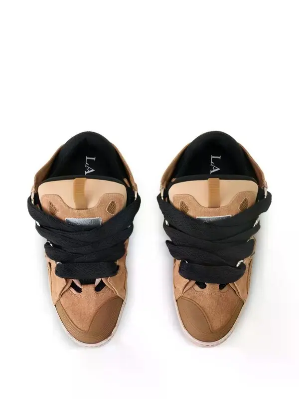 LANVIN Curb Cut-out Lace-up Sneakers - Neutrals