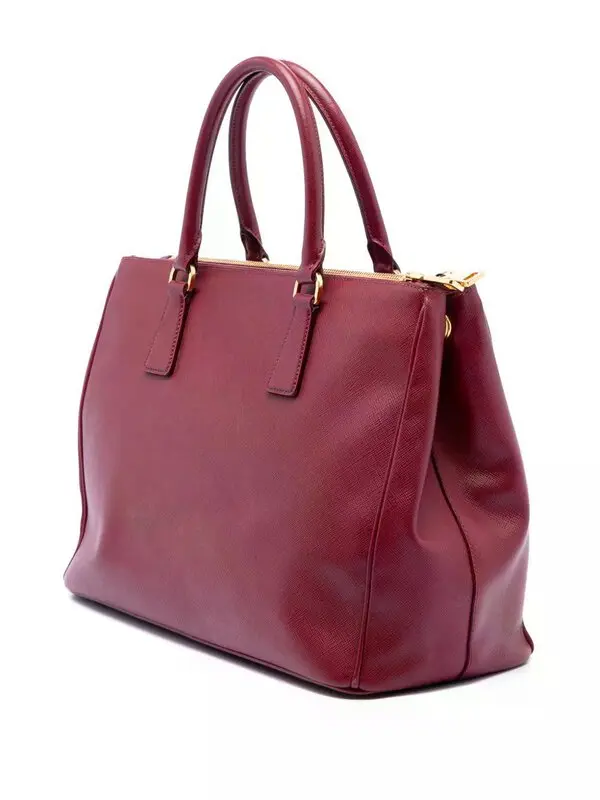Prada Saffiano Lux Galleria Double Zip Front Pocket Satchel